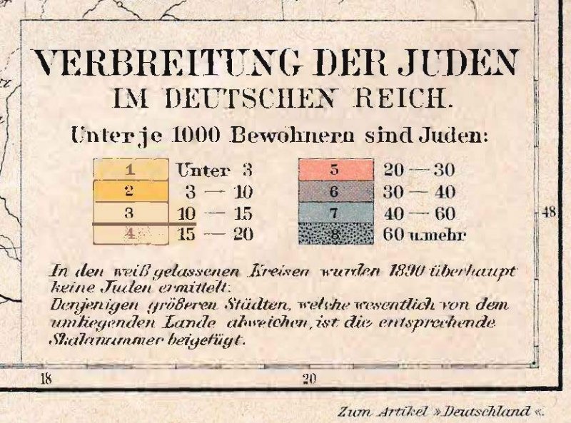 Germany 1890 JUDAICA Map Illustrating Population/Demographics of German ...