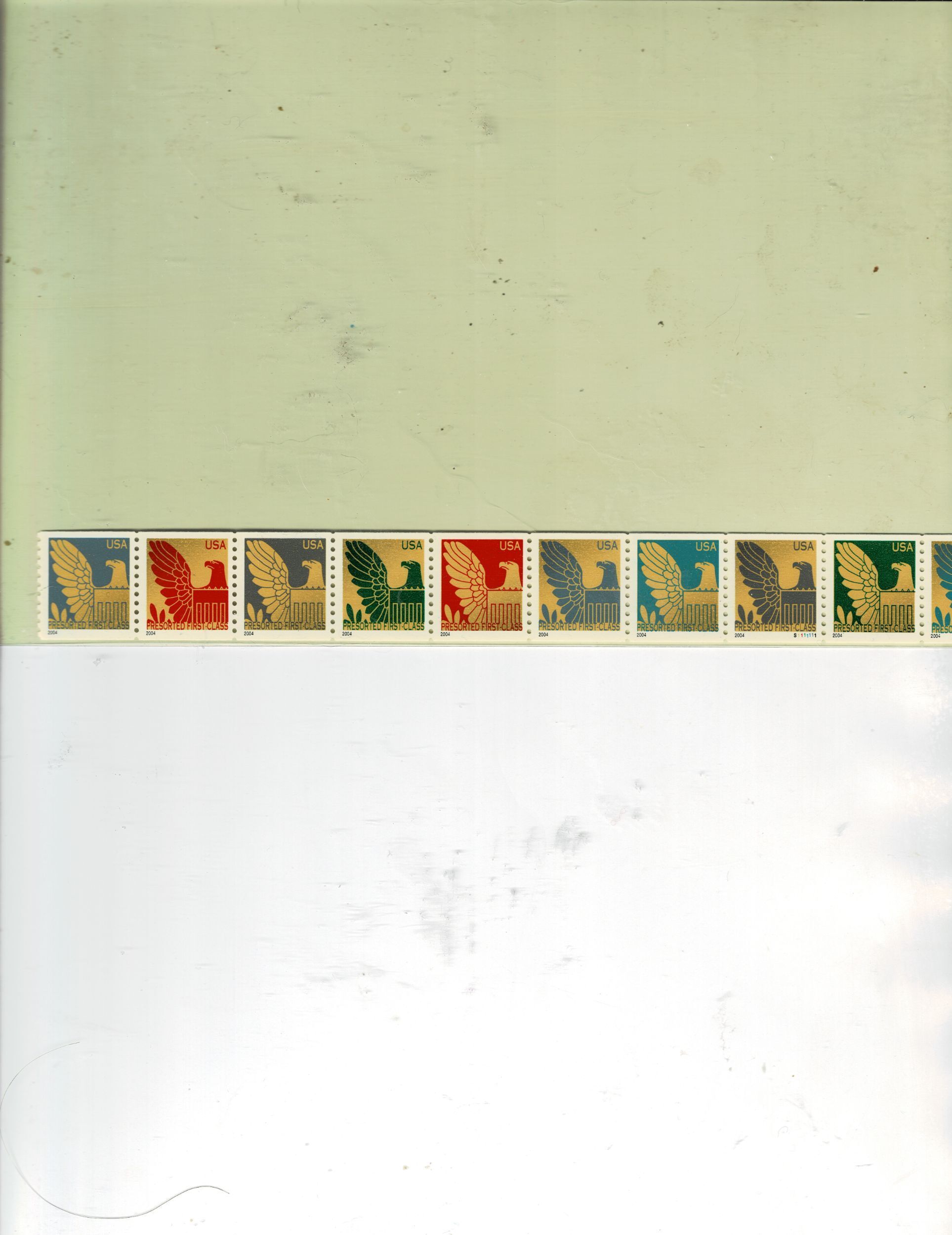 Eagle Pre-Sort US Postage Coil Strip of 10 stamps #3844-53 VF MNH ...