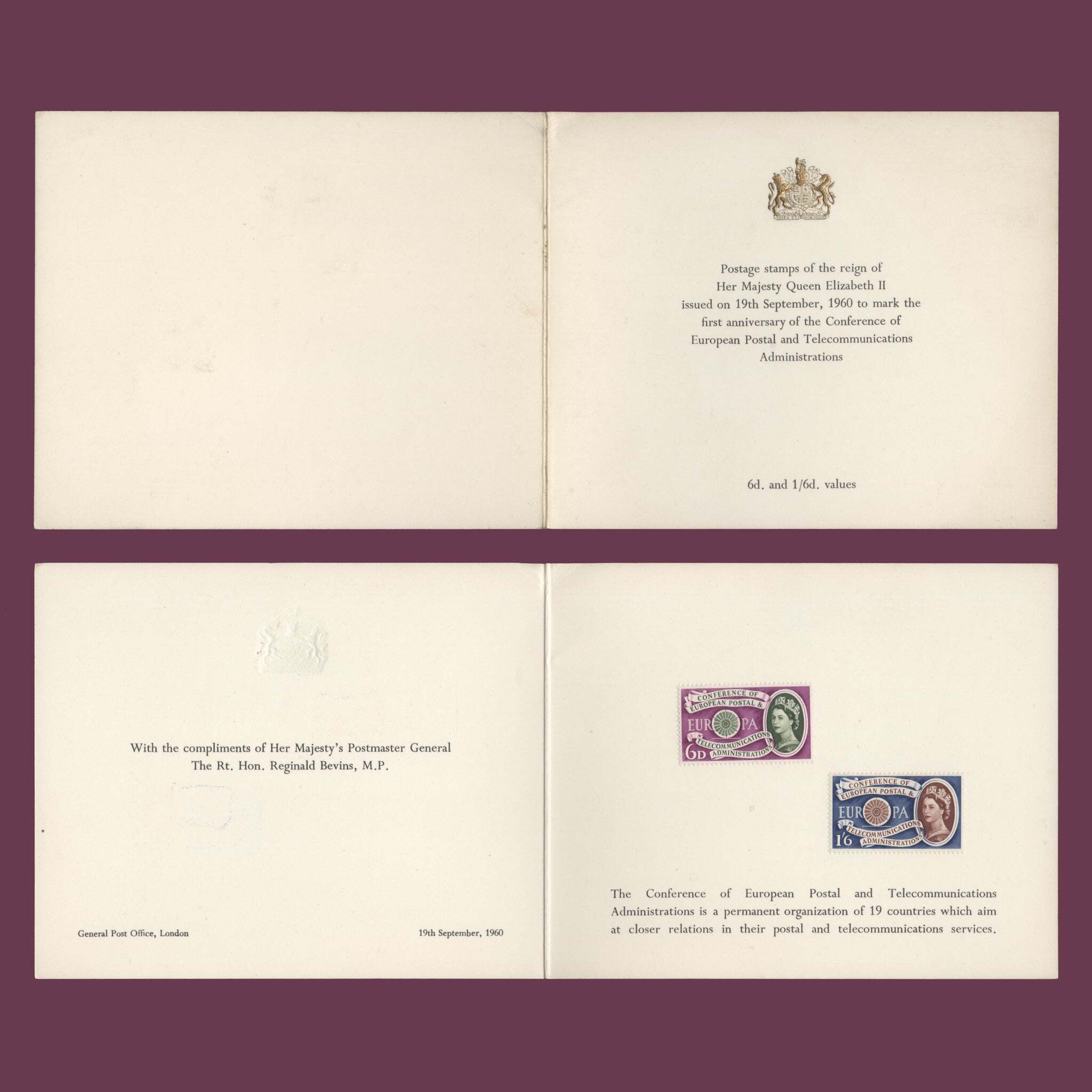 Great Britain 1961 CEPT presentation folder | Great Britain, Stamp ...