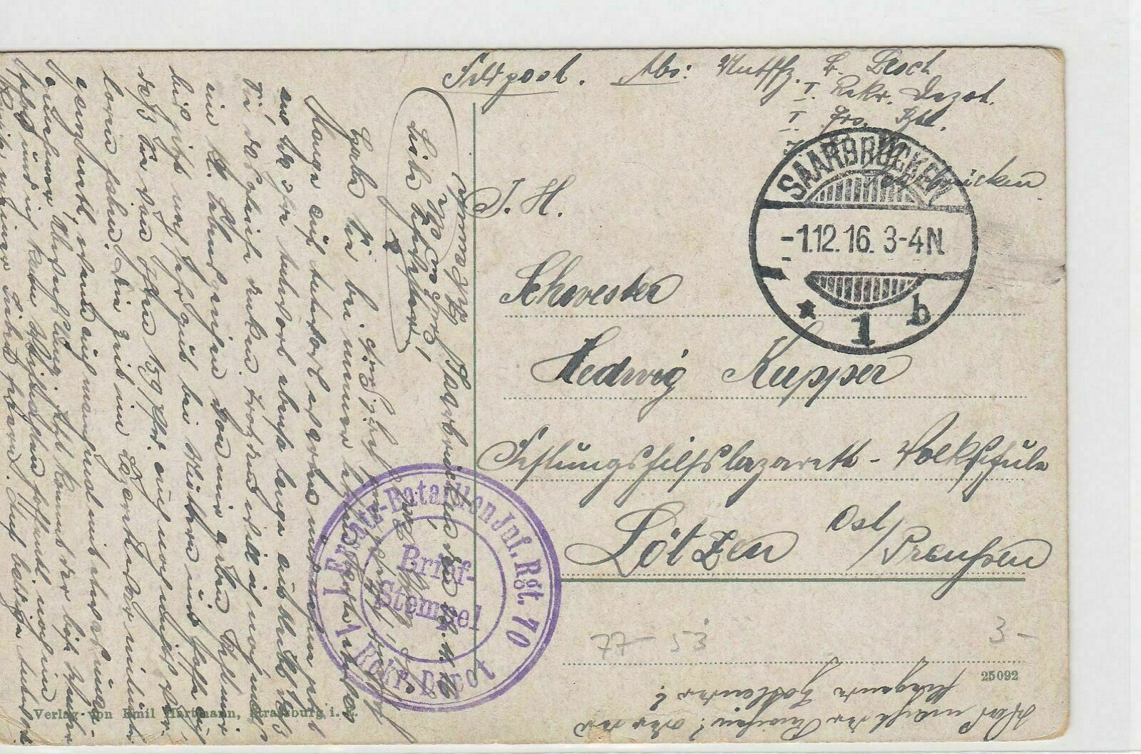 German WW1 Military History Stamps Postcard Feldpost Ref: R4930 ...