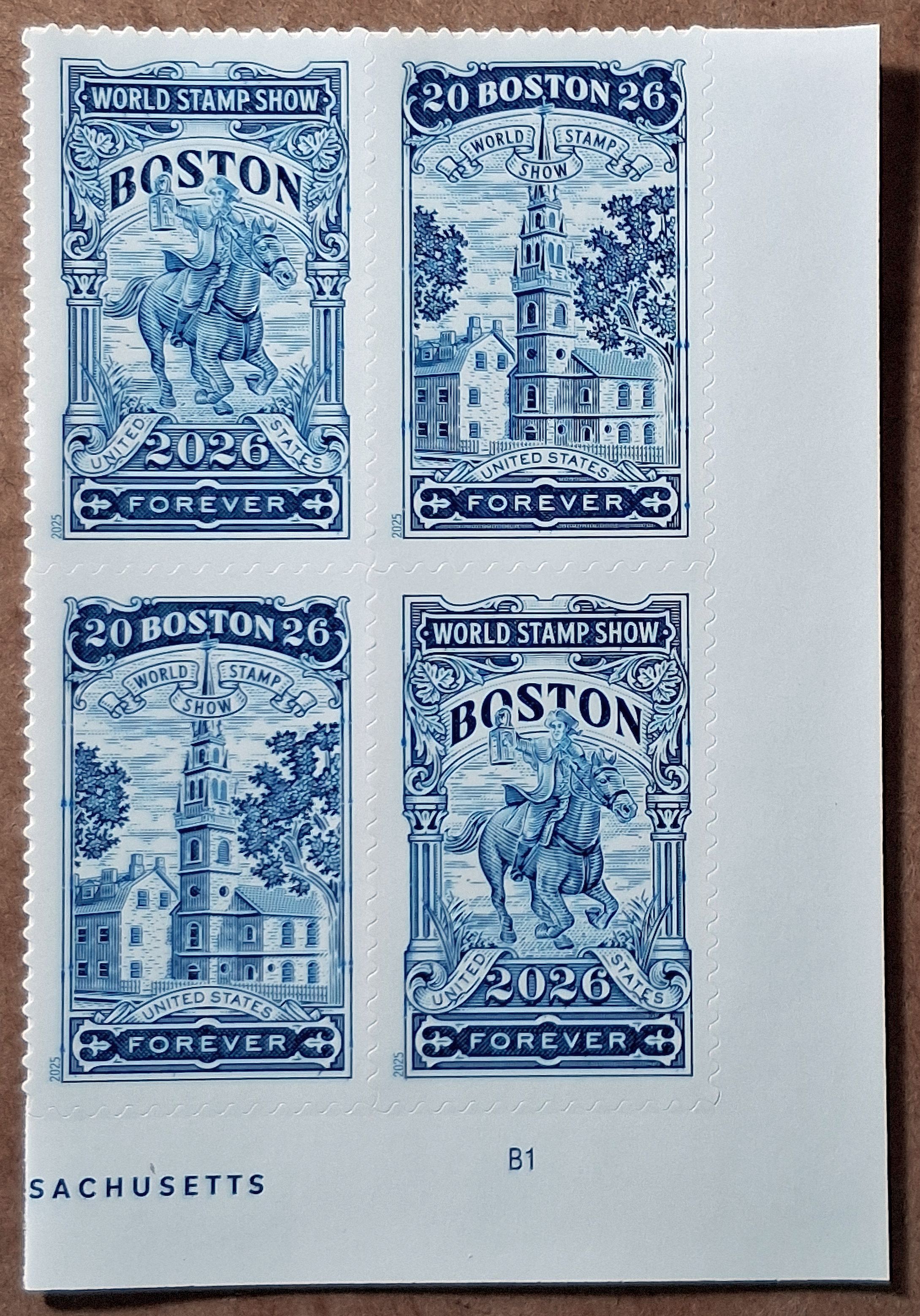 US 6029-6030 (78c) Boston 2026 World Stamp Show MNH block of 4 plate # ...