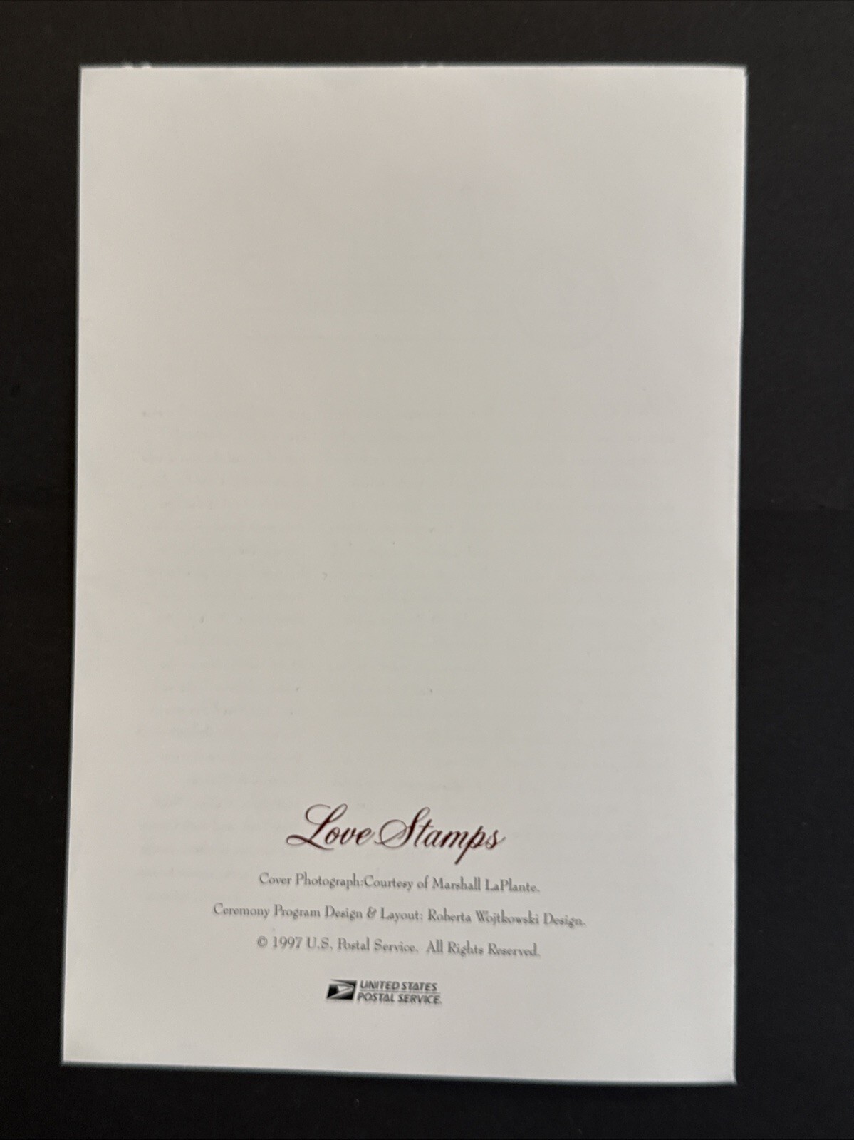 1997 LOVE Swans 32- and 55-cent Stamps First Day Ceremony Program Sc ...