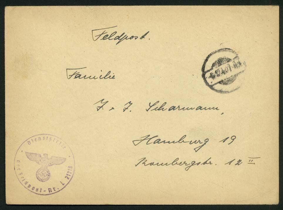 3rd Reich Germany 1940 Luftwaffe WWII Night Fighter Squadron 1 Feldpost ...