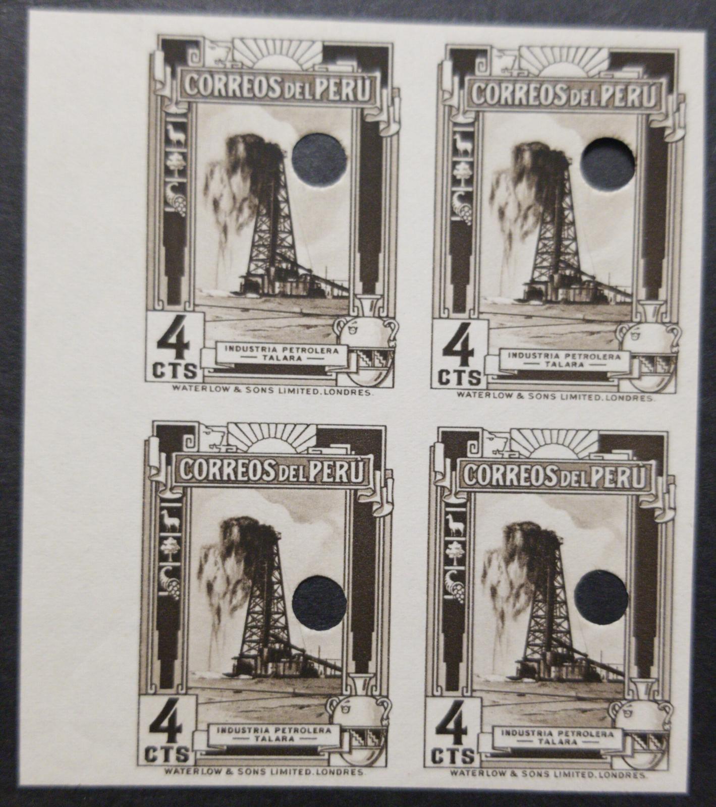 O) 1937 PERU, PUNCH PROOF, OIL WELL AT TALARA, REFINERY - ENERGY, SCT ...