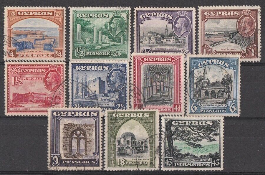 CYPRUS 1934 KGV Pictorial set ¼Pi - 45Pi. | Europe - Cyprus, Stamp ...