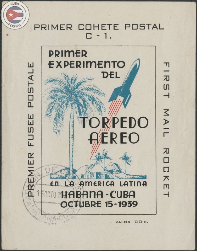 Cuba 1939 Postal Rocket Cohete Postal | Used Souvenir Sheet | CU20729 ...