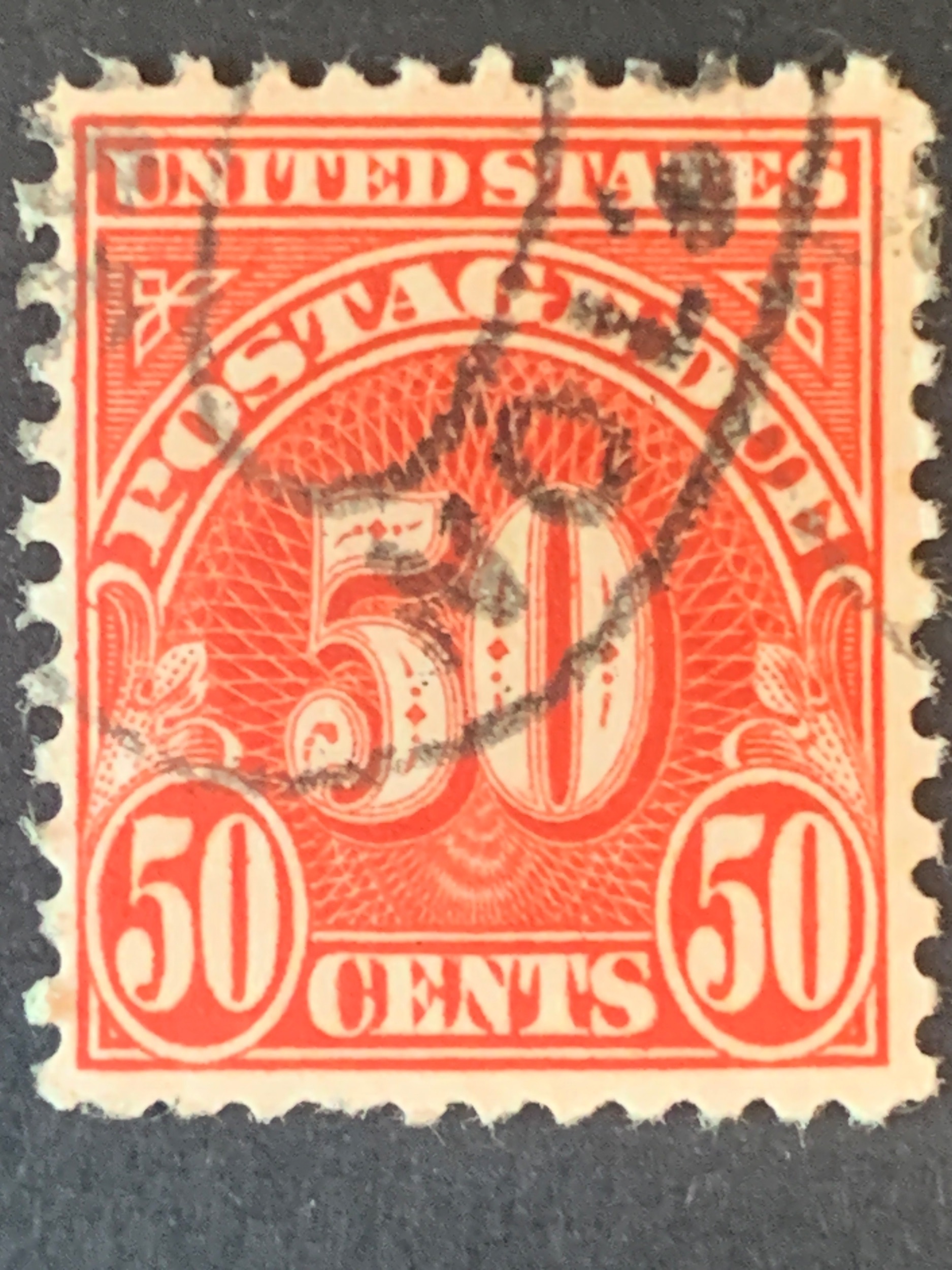 50c Us postage stamp , black cancelled postage used, refno:5015 ...