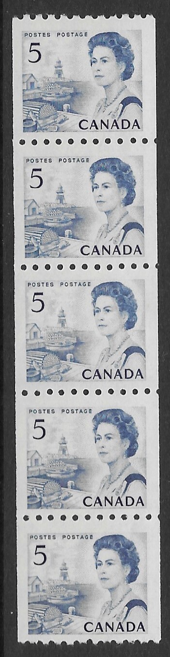 Canada 468 1967 5 cent coil strip 5 fvf mint nh | Canada, General Issue ...