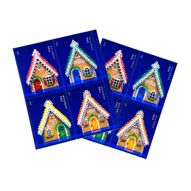 8 x UNused Gingerbread Houses Forever US Postage Stamps | United States ...