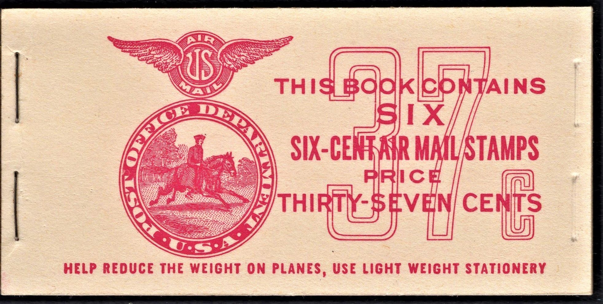 US BKC2 Complete Booklet Six 6-Cent Airmail Stamps SV$8.00 | United ...