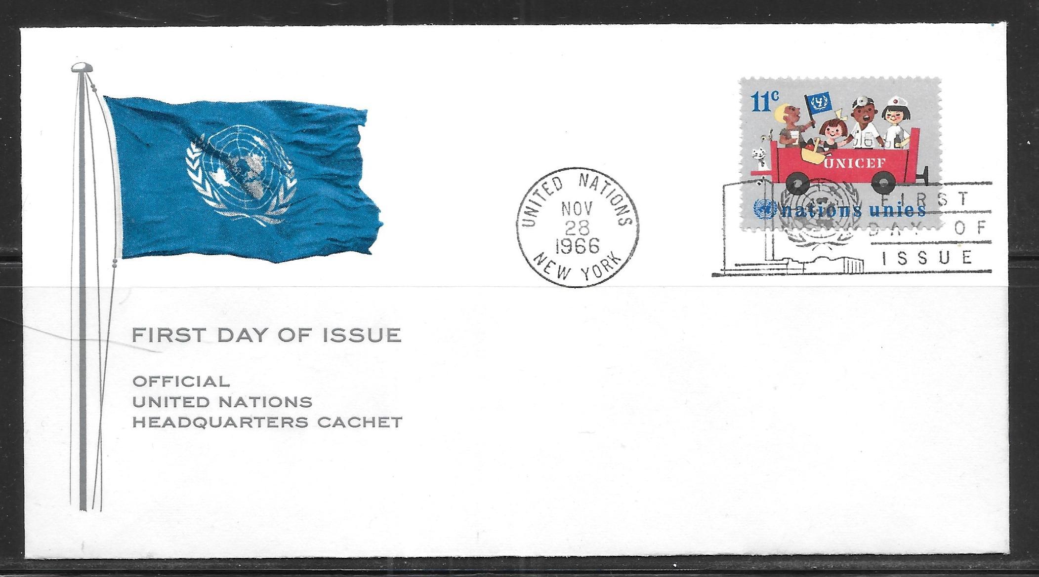 United Nations NY 161-63 UNICEF Headquarters Cachet | Worldwide ...