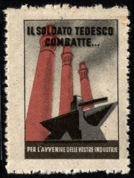 1940 WW II Italy Propaganda Poster Stamp The German Soldier Fights The ...