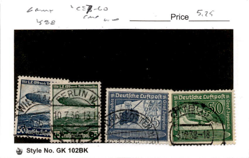 Germany, Postage Stamp, #C57-C60 Used, 1936 Air Post, Hindenburg (AG ...