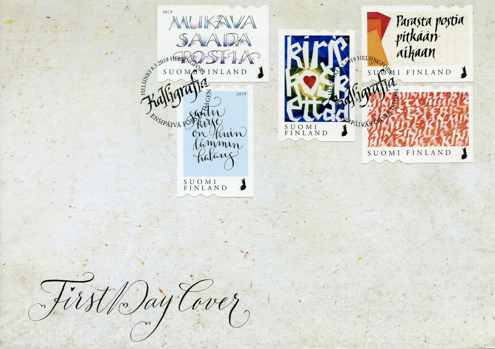 Finland 2019 FDC Touching Letter Calligraphy 5v S/A Cover Art Stamps ...