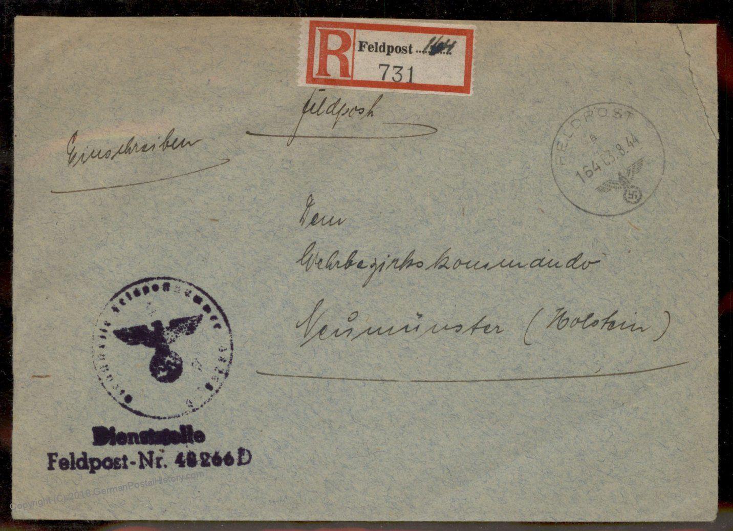 3rd Reich Germany 1944 Panzer Registered Feldpost Cover ...