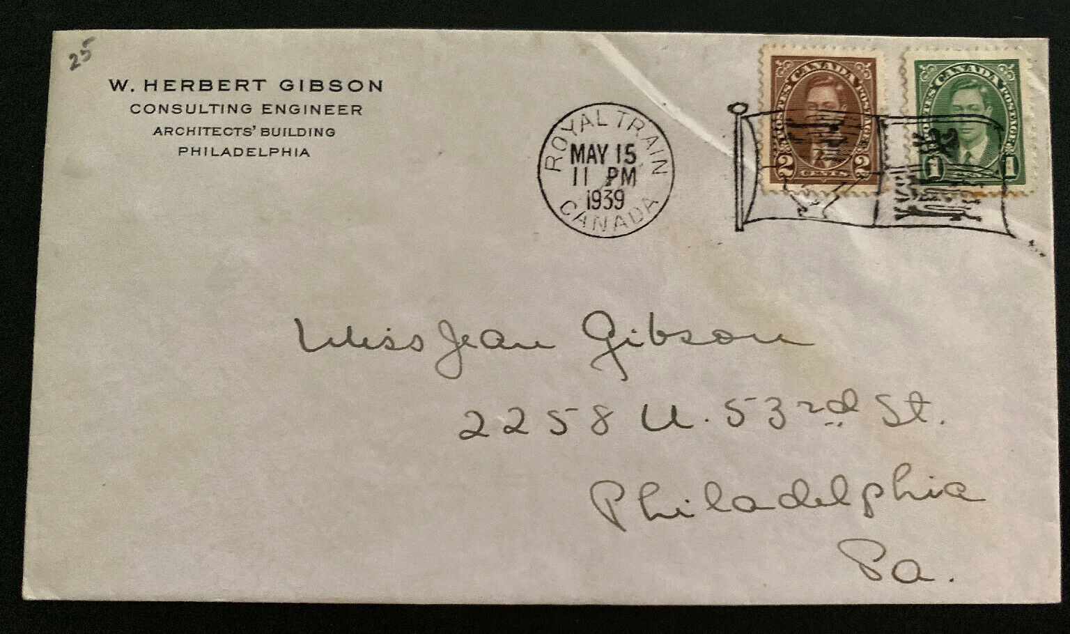 1939 Royal Train Canada First Day Cover FDC To Usa King George VI Royal ...