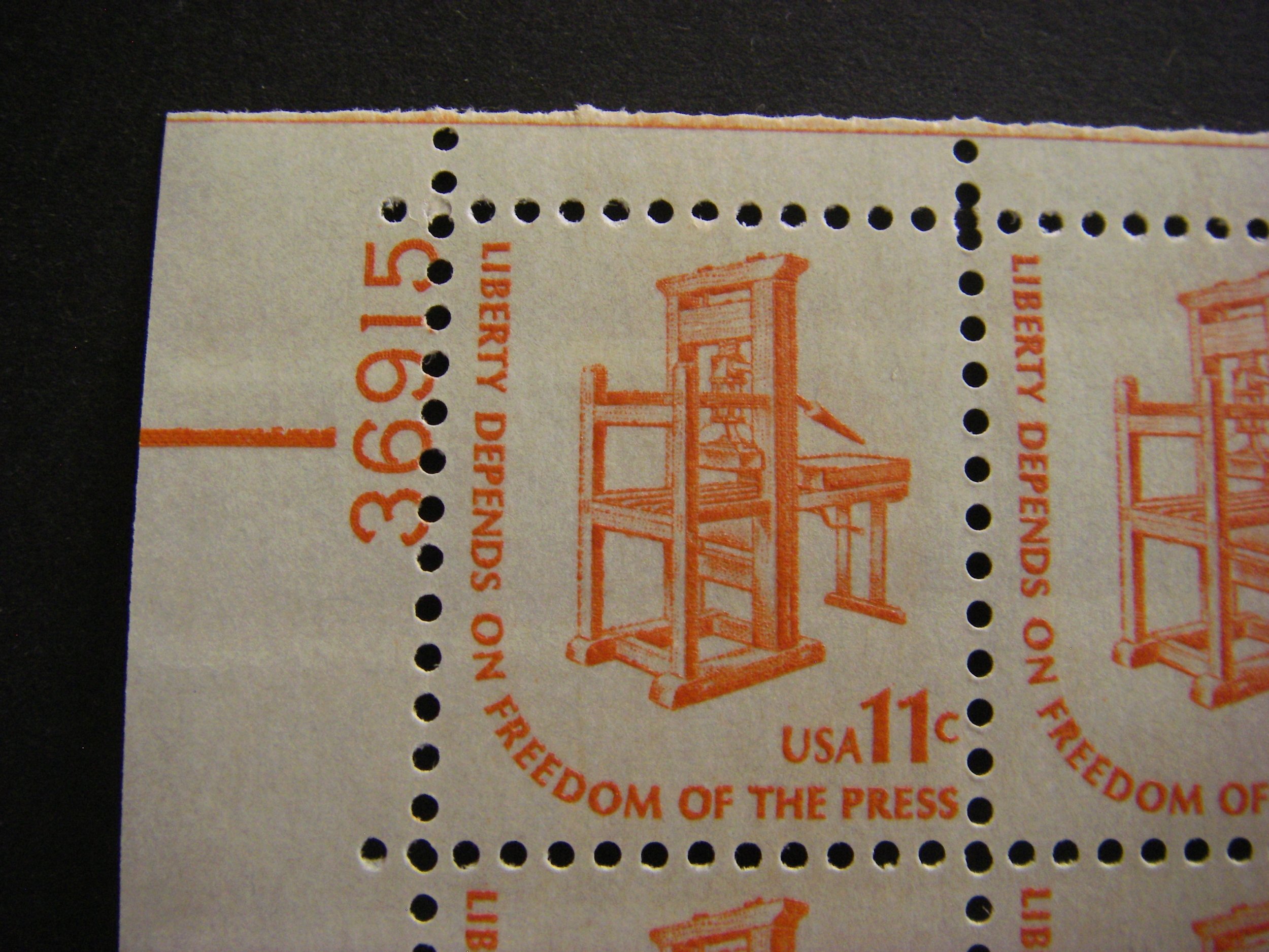 Scott 1593, 11c Freedom of Press, PB4 #36915 x4, Matched Set, MNH ...