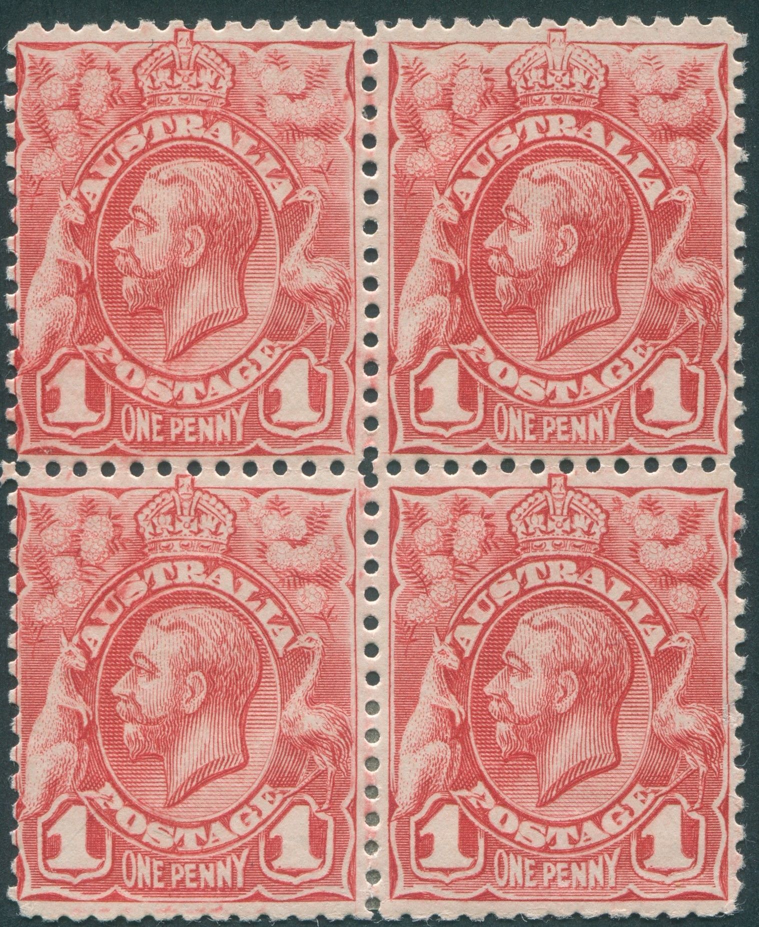 Australia 1917 1d pale rose-red Weak entries and retouches SG17c unused ...