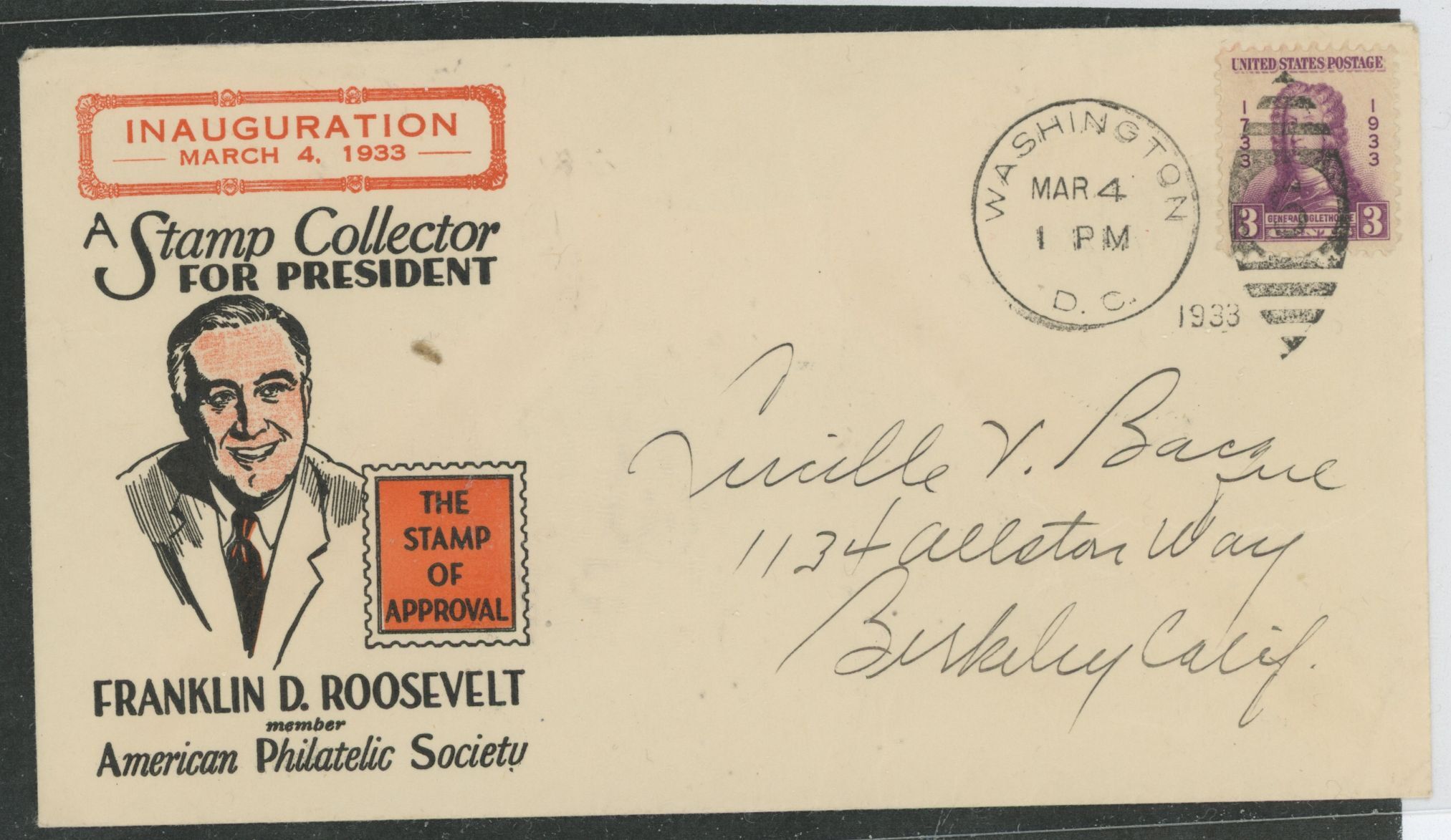 US 726 Franklin D. Roosevelt/First Inauguration cover with a March 4 ...