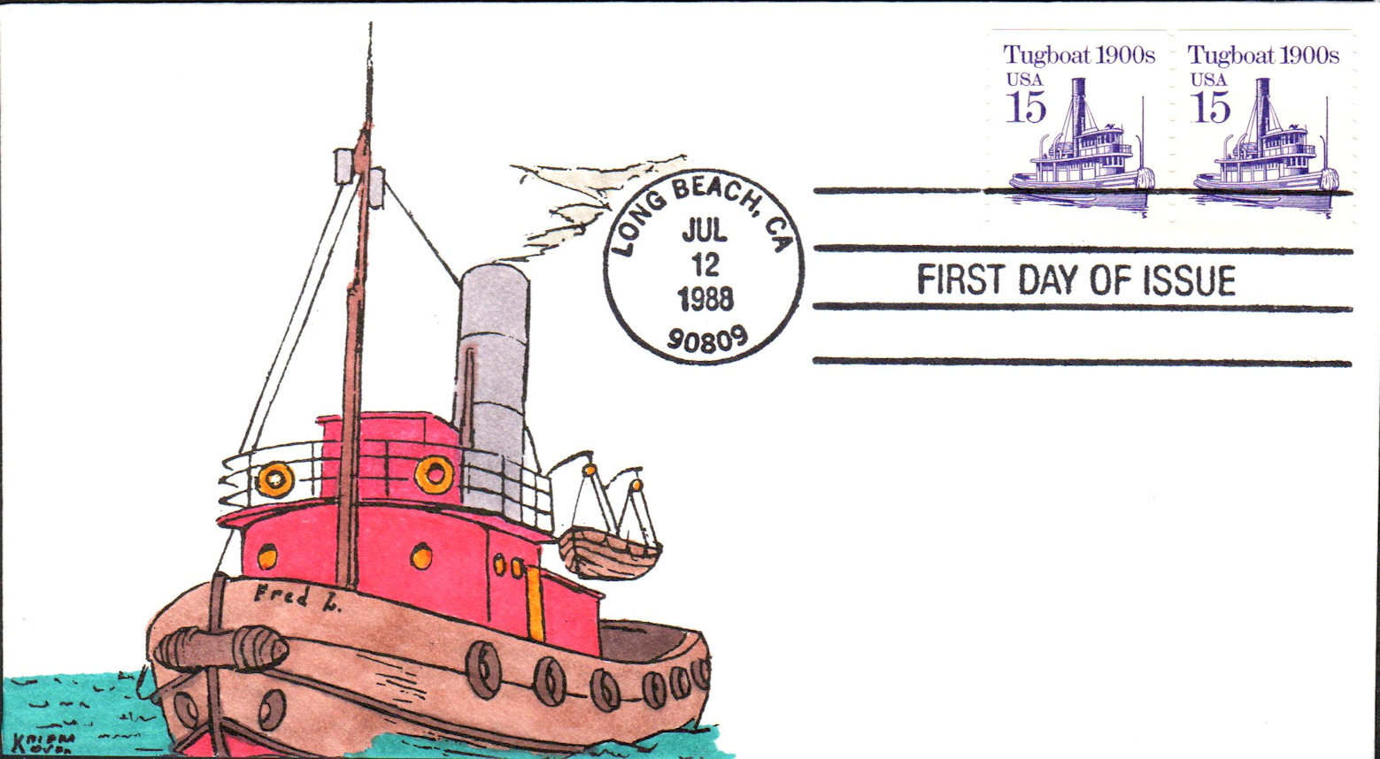 #2260 Tugboat 1900s Kribbs FDC | United States, General Issue Stamp ...