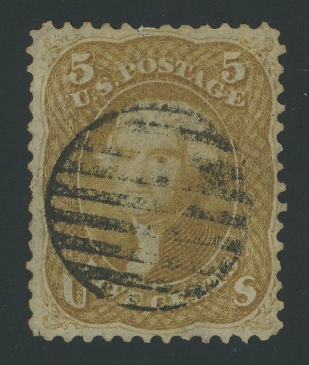 USA 67 - 5 cent Jefferson (Buff) Used with APS Certificate - 1 damaged ...