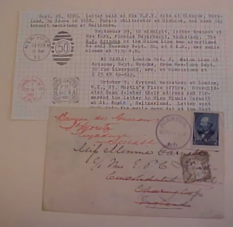 US Forwarding Agent Manuscript From Glencoe Maryland 1890 to England ...