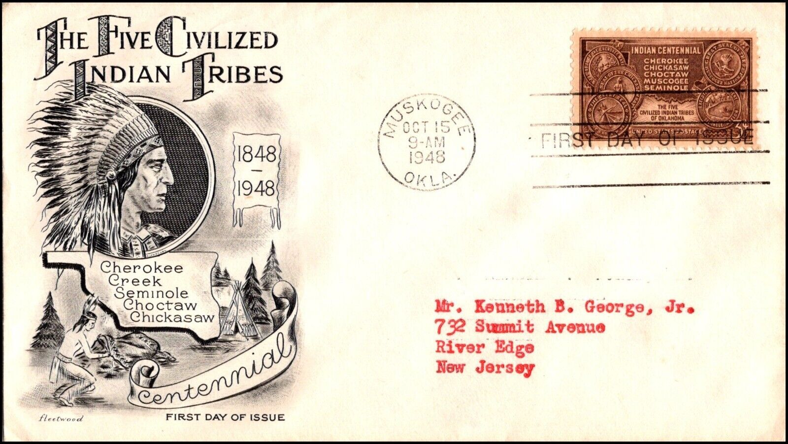 Kappysstamp Fdc24 1958 #972 Smartcraft Five Civilized Tribes | United ...