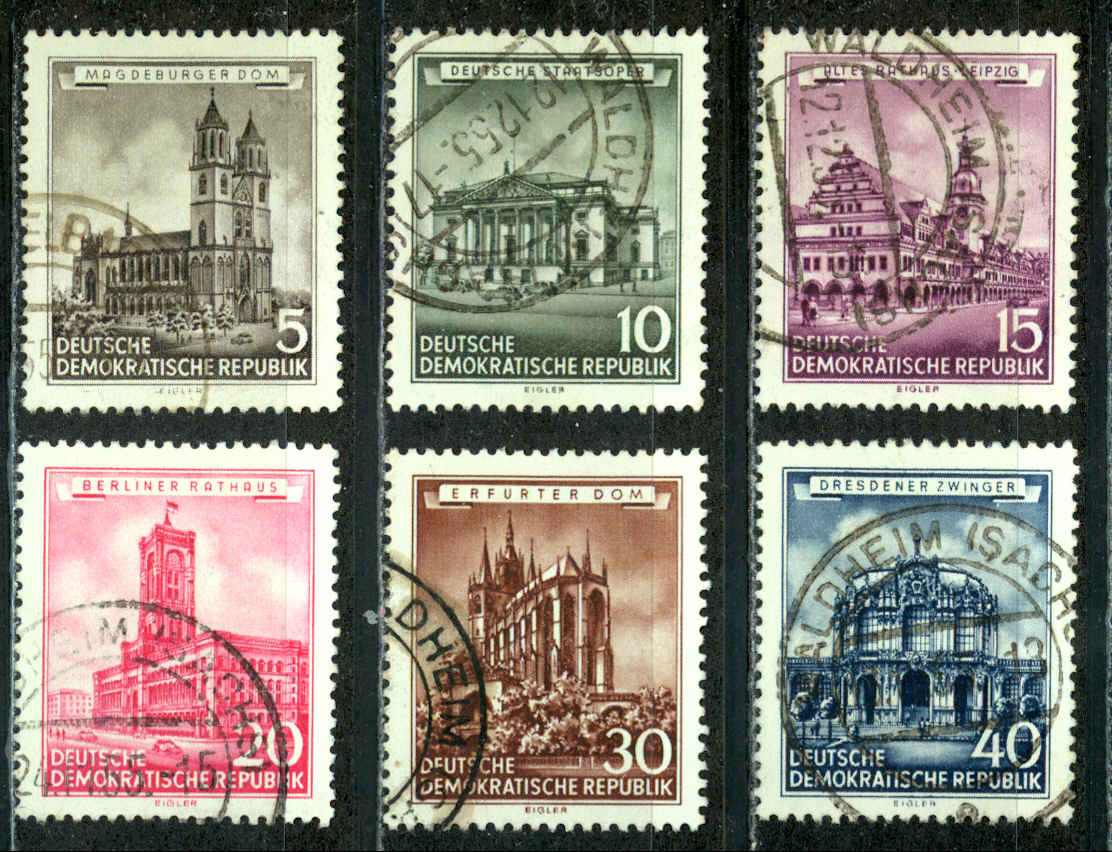 German Democratic Republic Sc# 265-270 Used 1955 Buildings | Europe ...