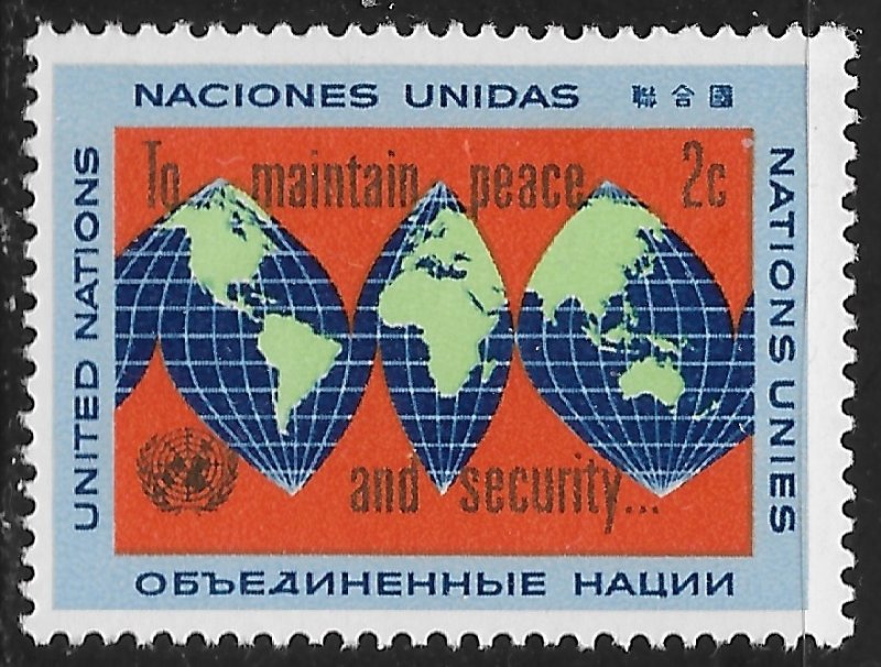 UN NY #125 2c World Map, Sinusoidal Projection ~ MNH | Worldwide ...