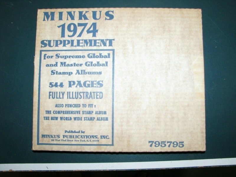 1974 Minkus Supreme Global Stamp Album Pages Supplement Unused complete ...