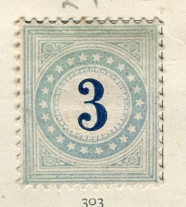 SWITZERLAND; 1878 early Postage Due issue Mint unused 3c. value ...