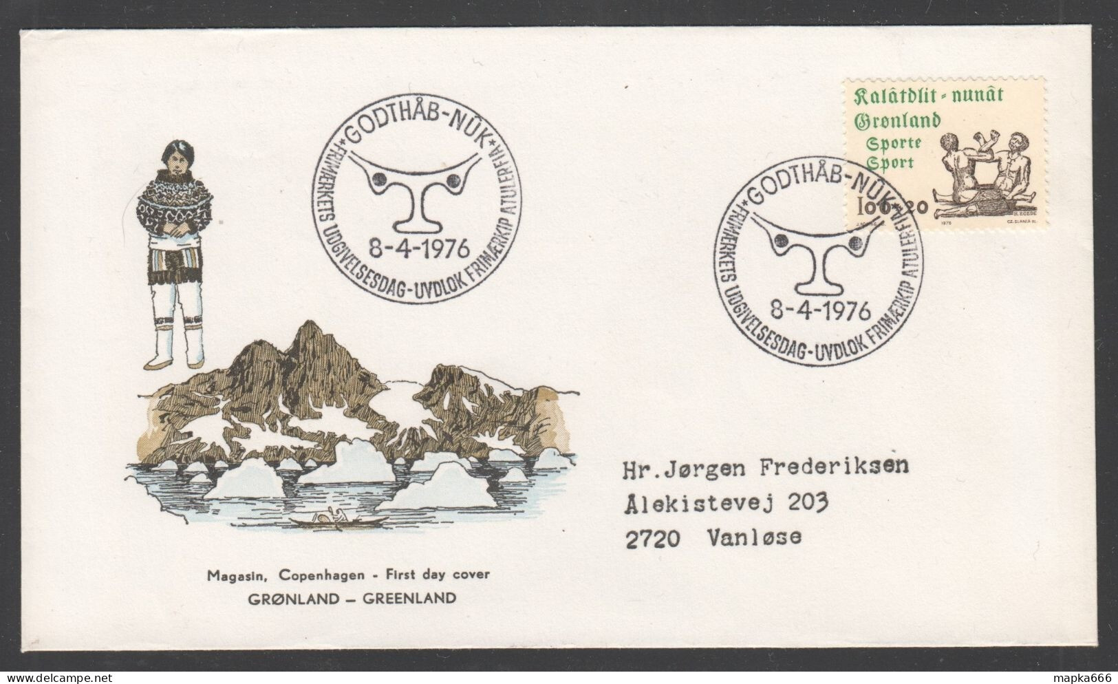 Gr051 1976 Greenland Grönland Hans Egede Sport Michel #97 Fdc Envelope ...