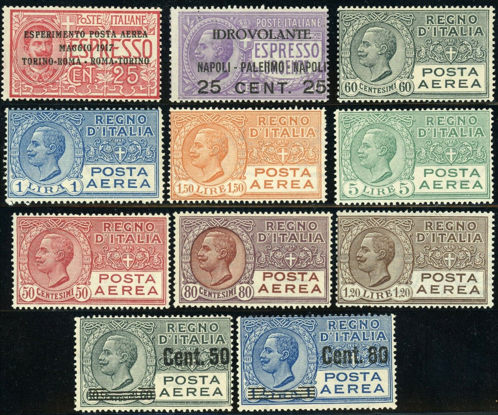 ITALY #C1-C11 Air Mail Postage Stamp Collection EUROPE 1917-1927 Mint ...