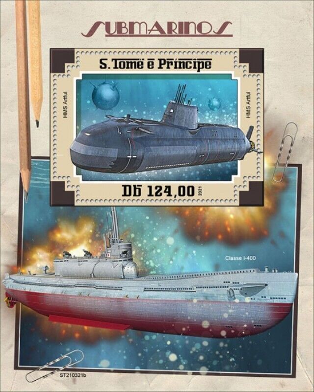 St Thomas - 2021 Submarines on Stamps - Stamp Souvenir Sheet ...