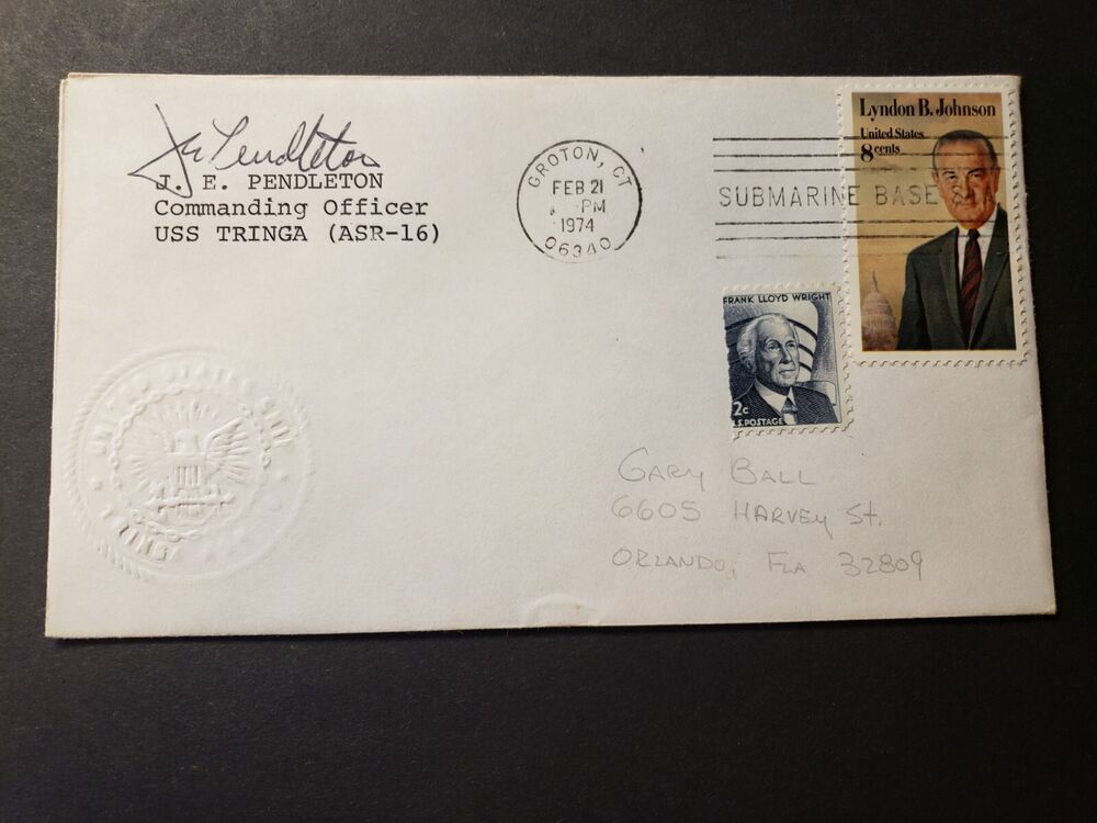 USS TRINGA ASR-16 Naval Cover 1974 Embossed Signed Cachet | United ...