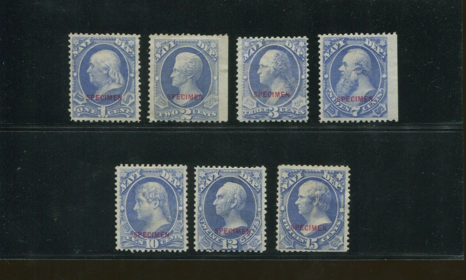1875 US Navy Department Specimen Stamps #O35SD-O42SD Mint No Gum Set ...