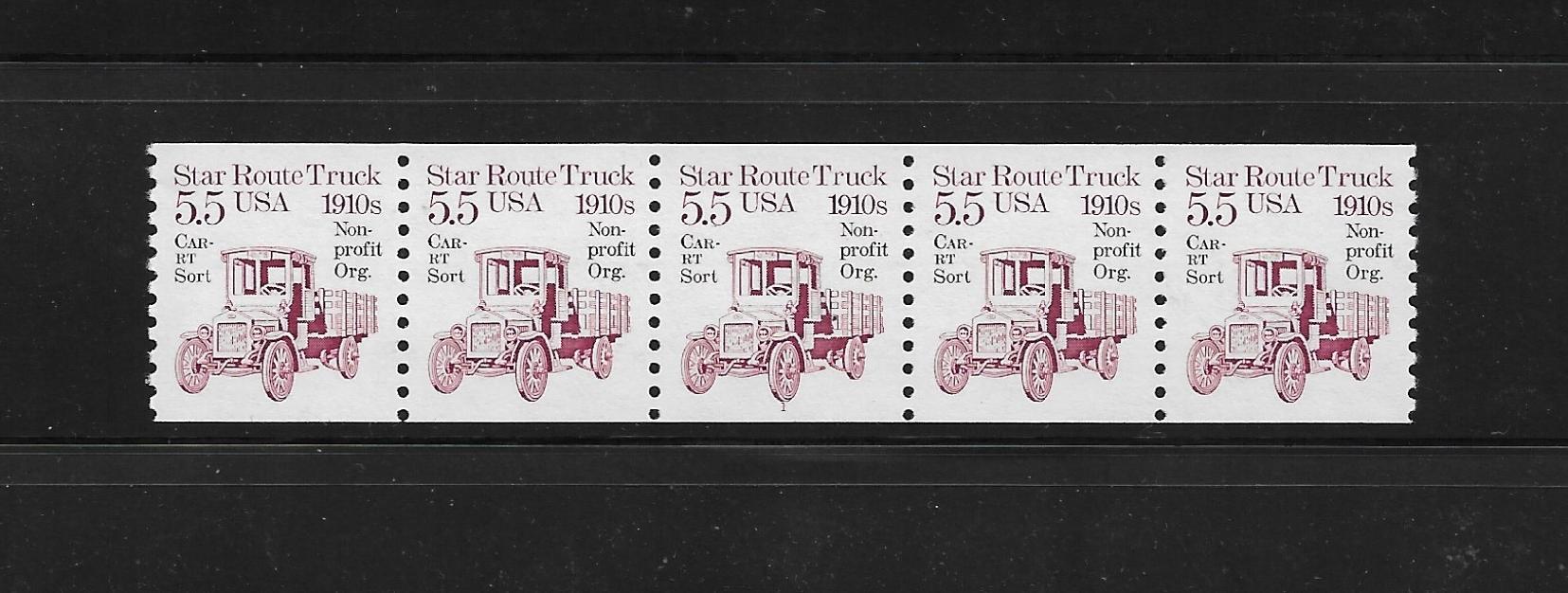 US Stamps: #2125a; 5.5c Star Route Truck 1910s Coil (Precancel); #1 ...