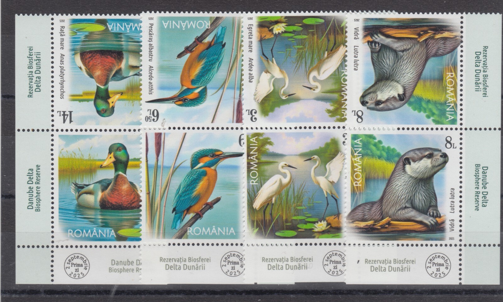 Romania Stamps 2025 Danube Delta Nature Reserve Birds Otter MNH Post ...