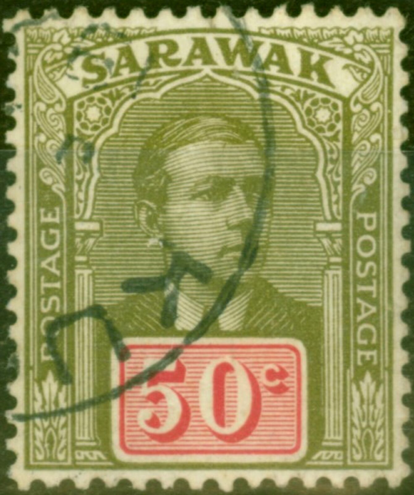 Sarawak 1918 50c Olive-Green & Carmine SG60 V.F.U | Asia - Malaysia ...
