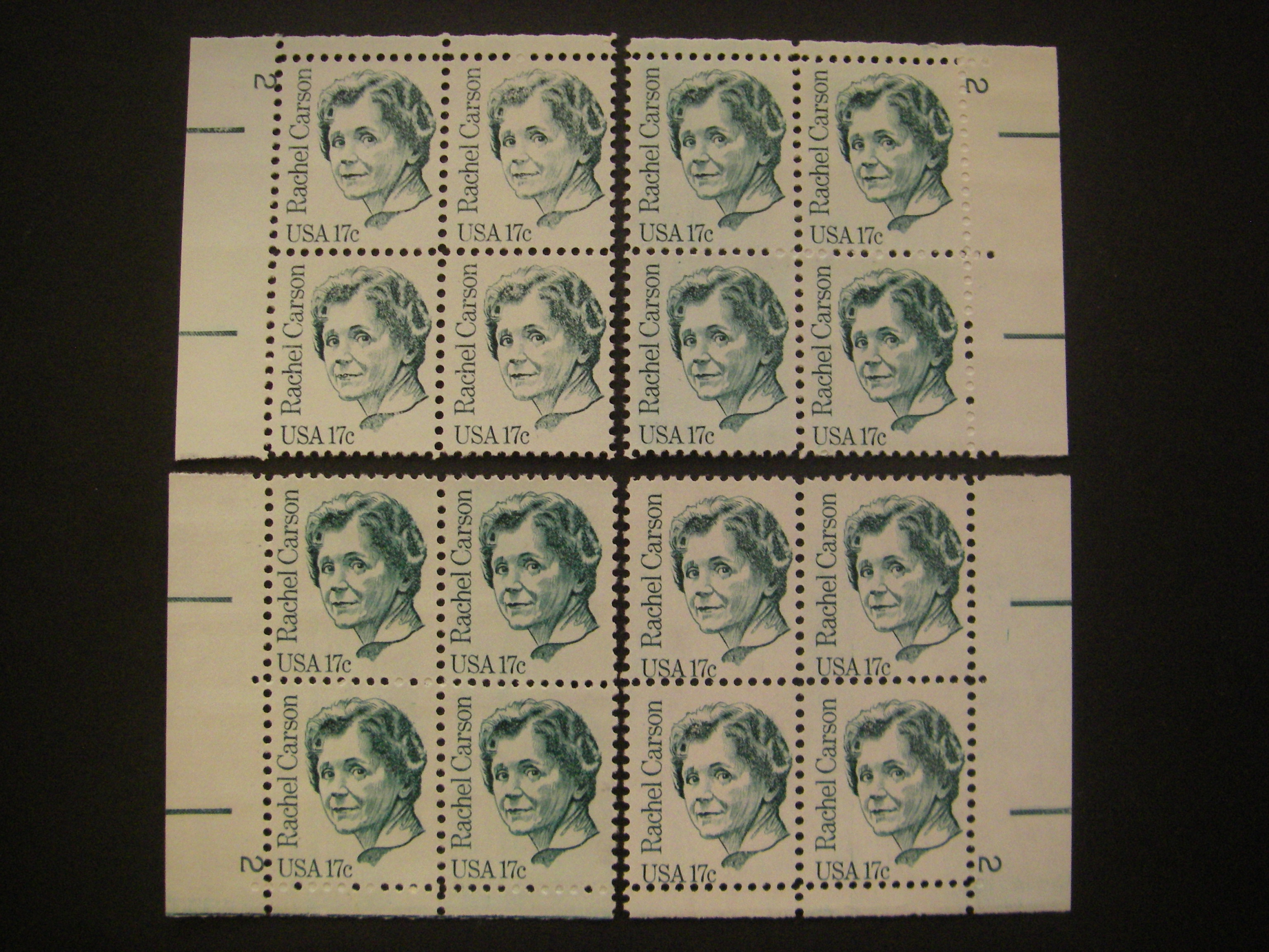 Scott 1857, 17c Rachel Carson, PB4 #2 Matched Set, MNH Great Americans ...