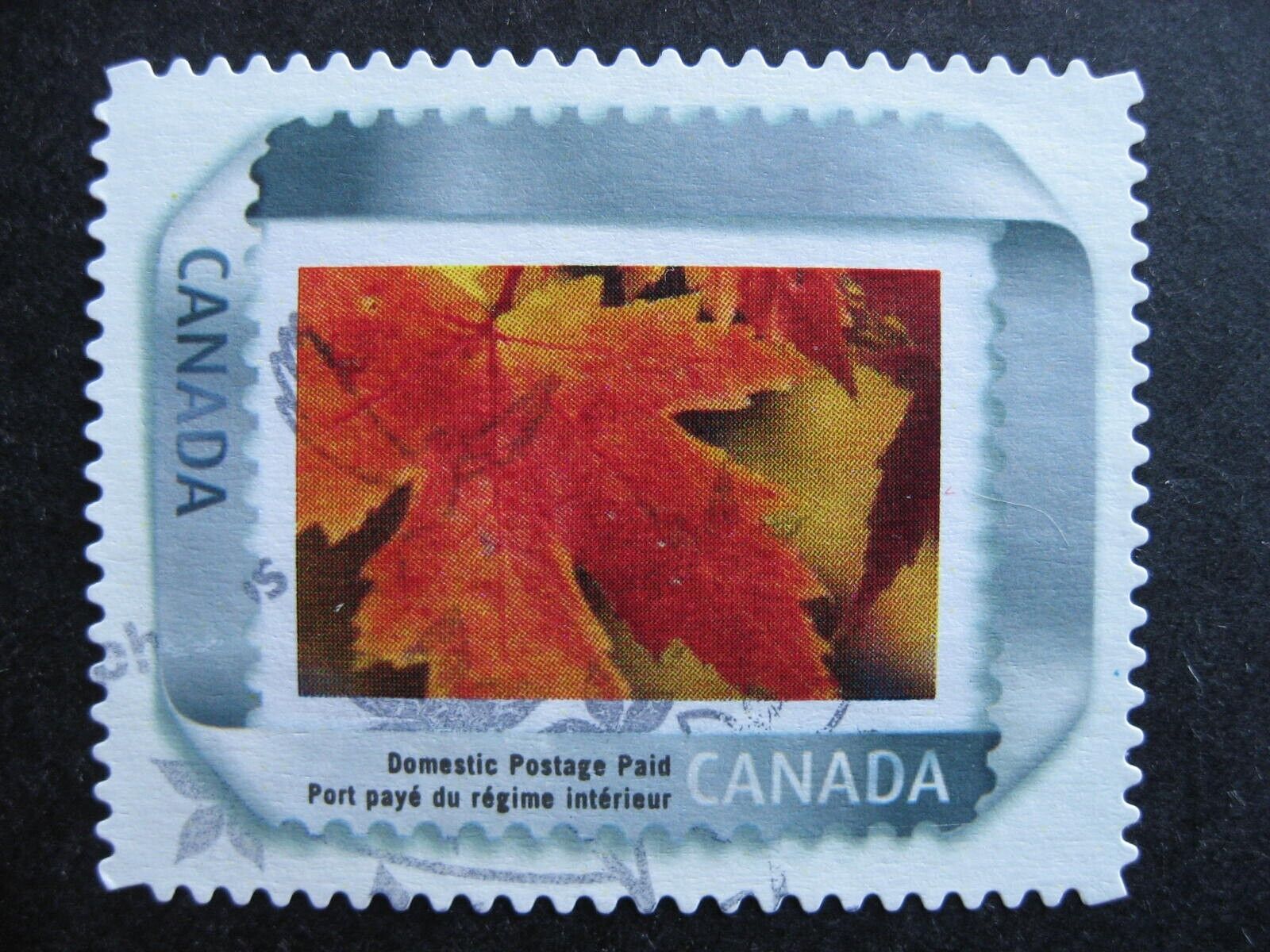 Canada personalized postage stamp, fall maple leaf, postally used ...