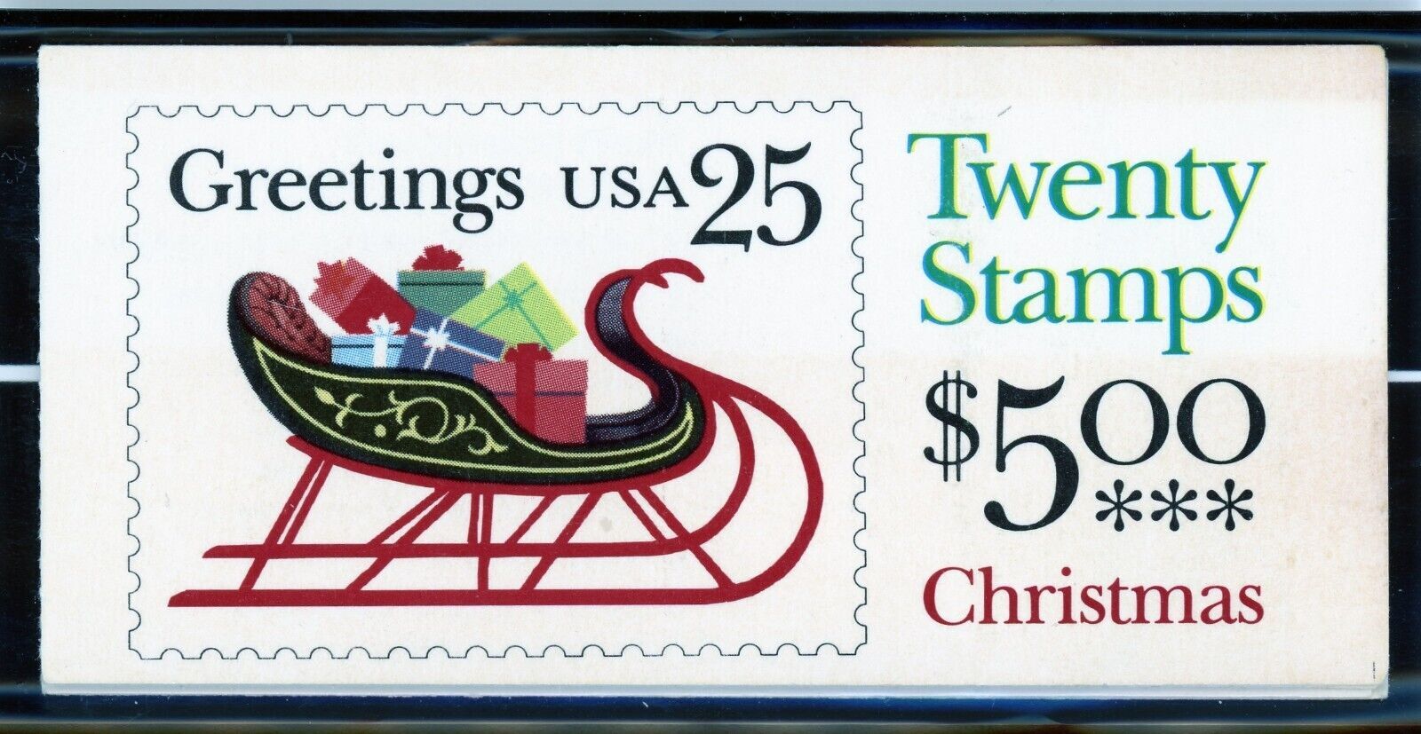 US 2429A (BK168) Sleigh Full of Presents 25c - Folded Booklet 20 - MNH ...