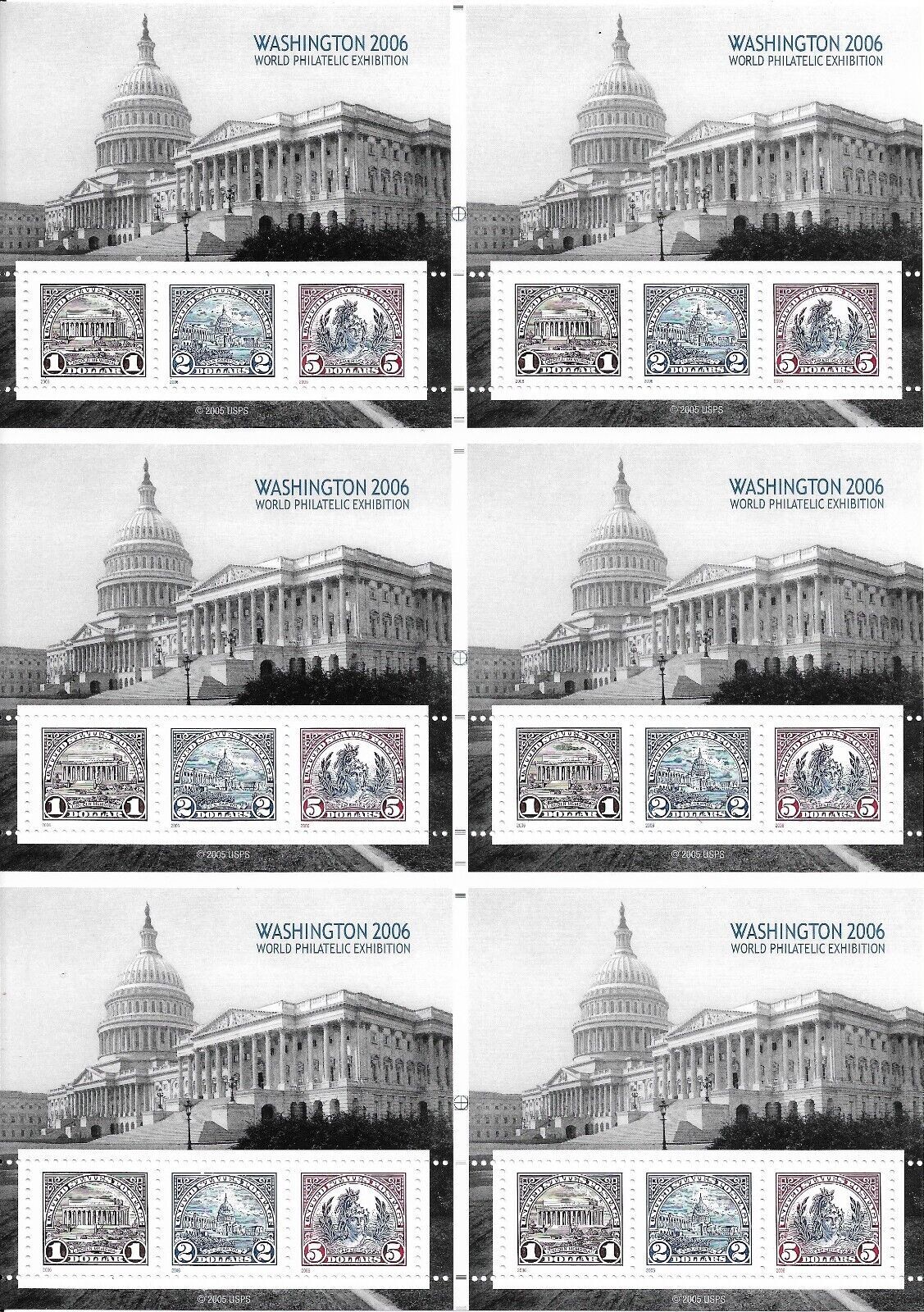 $8.00 Washington 2006 World Philatelic Exhibition, Sc #4075, MNH Sht/6 ...