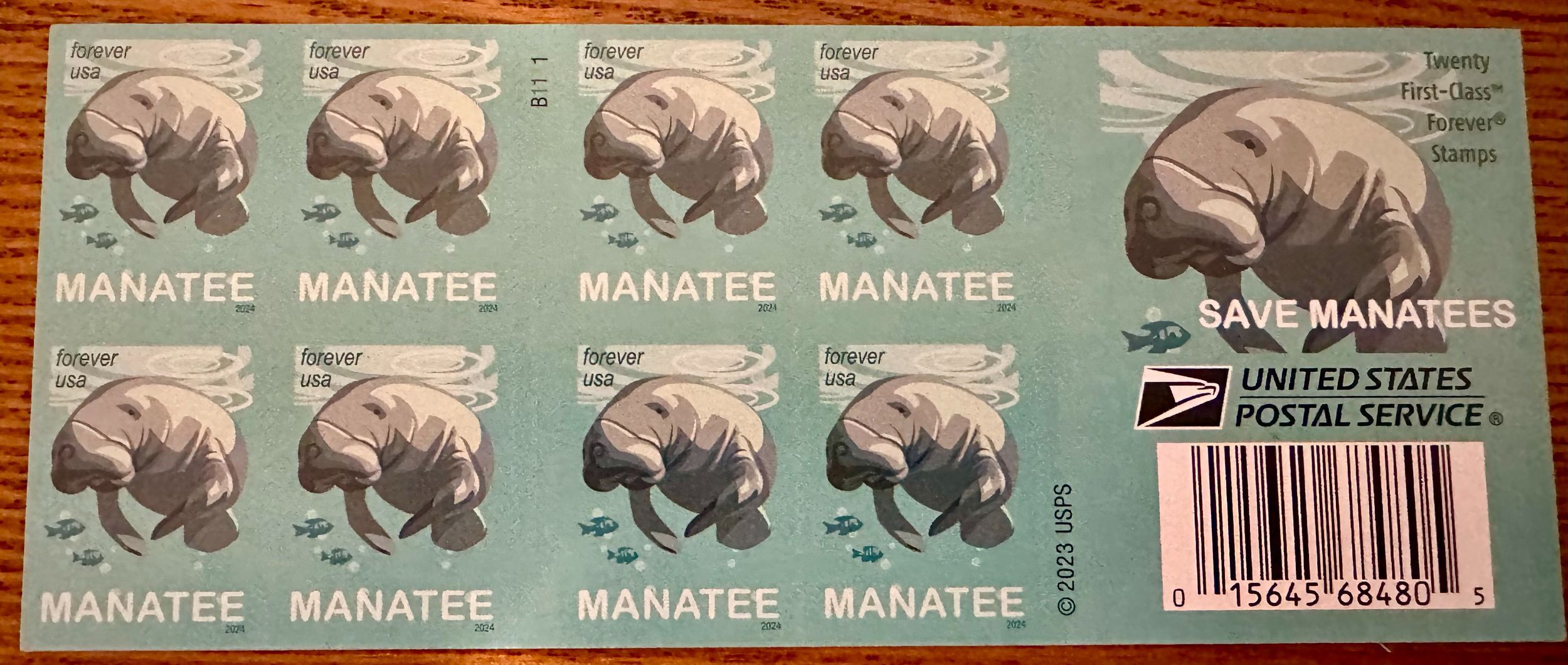 US # 5851a Save Manatees complete booklet of 20 forever 2024 Mint NH ...