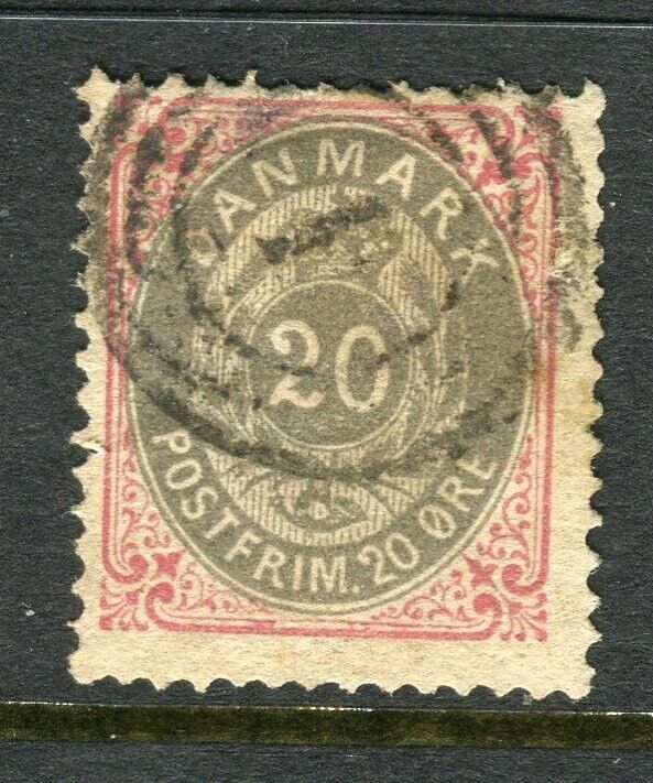 DENMARK; 1875-95 early 'ore' issue classic used Shade of 20o. value ...