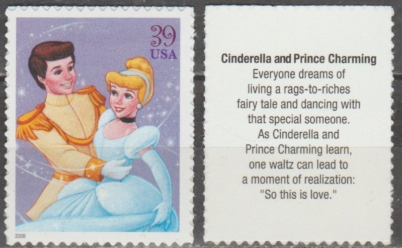 4026, Single, "Art of Disney - Cinderella & Prince Charming" MNH .39 ...