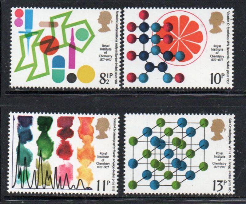 Great Britain Sc 806-809 1977 Chemists Nobel Prize stamp set mint NH ...