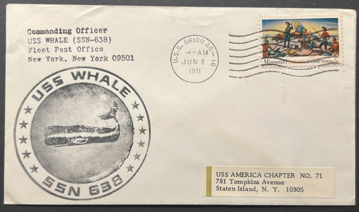 USS Whale Ssn-638 Commanding Officer/Ship Crest W/USS Oprionas As-18 ...