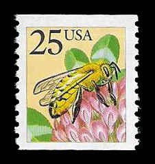 PCBstamps US #2281f 25c Honeybee, large block tagging, coil, MNH ...
