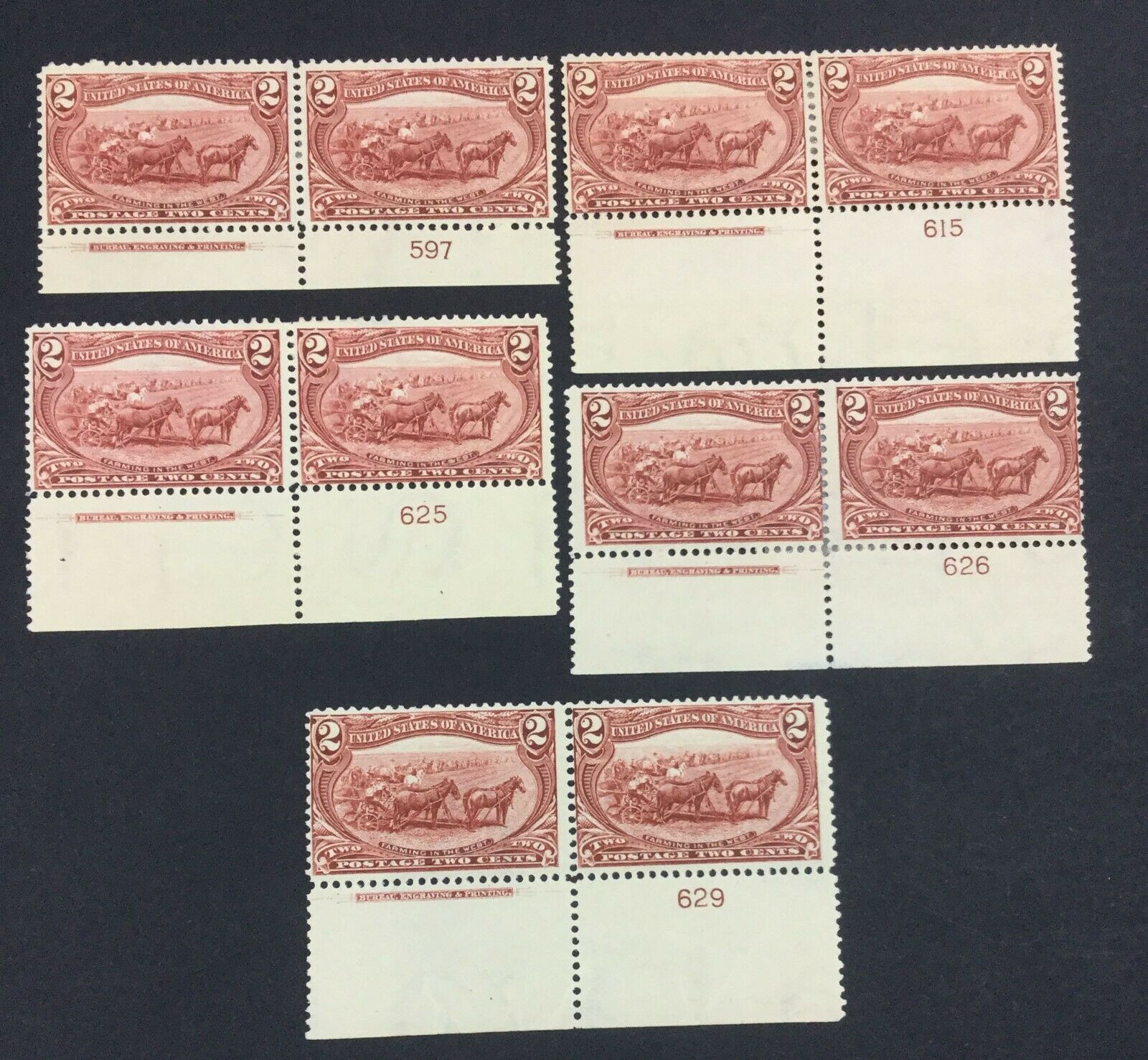 US Stamps #286 Plate Imprint Pairs Mint OG H LOT #70990 | United States ...